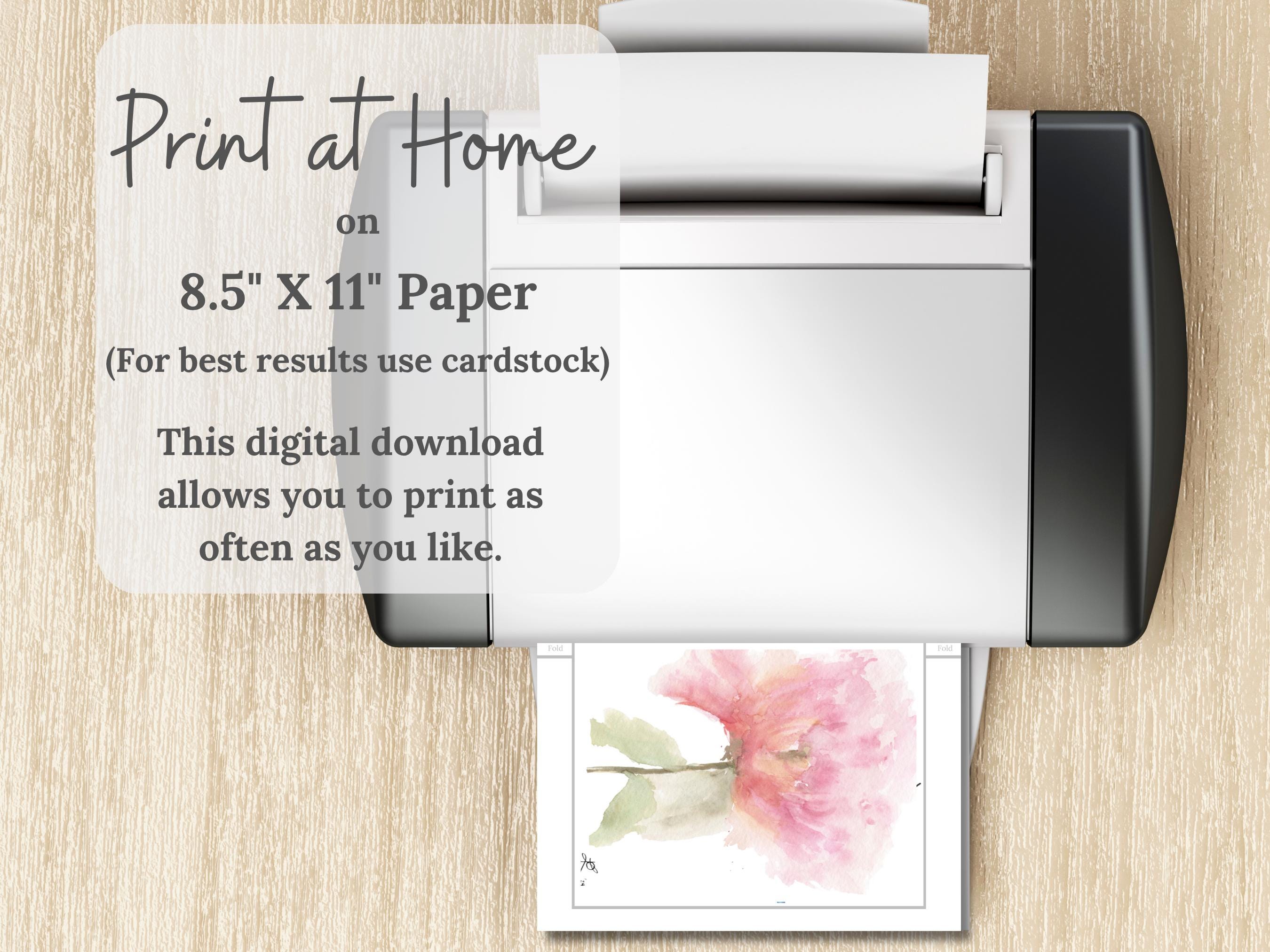 Printable Watercolor Peony Note Card Floral Art Stationery Birthday ...