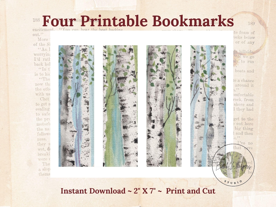 Birch Tree Bookmarks Watercolor Printable Nature Inspired Digital ...