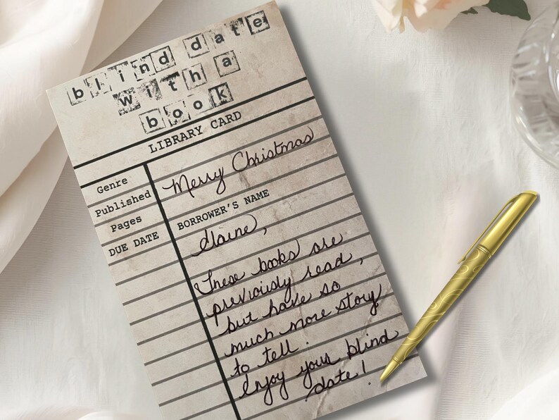 Blind Date With a Book Printable Set Vintage Library Card Style Tags 3 ...