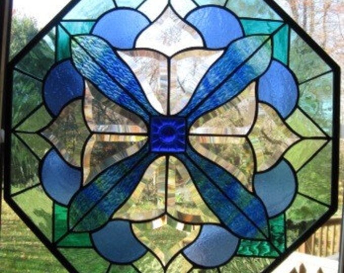Winter's Rhapsody is a Octagonal Bevel Stained Glass Window Panel ...