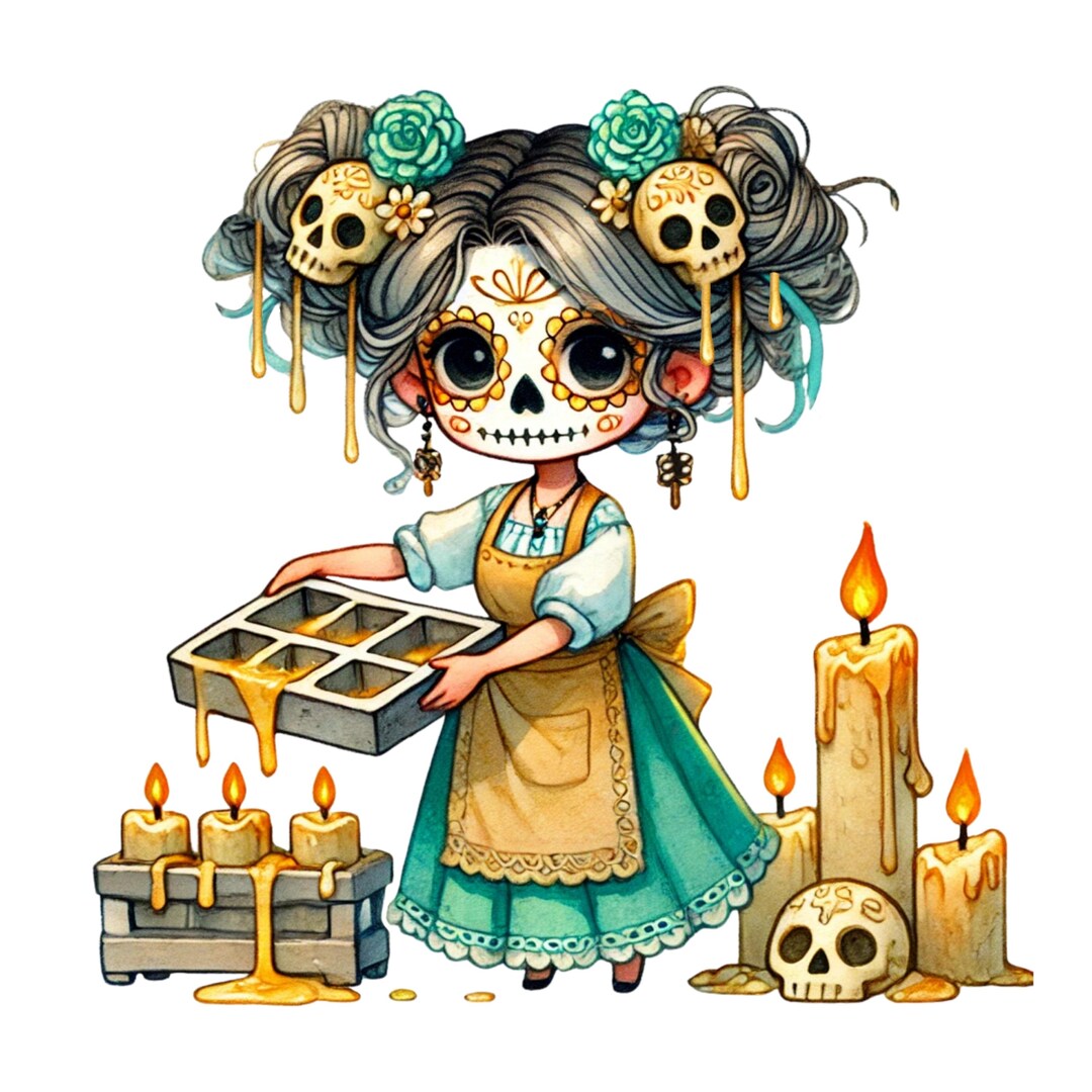 La Catrina PNG, Day of the Dead Candle Maker Girl Clipart (digital ...