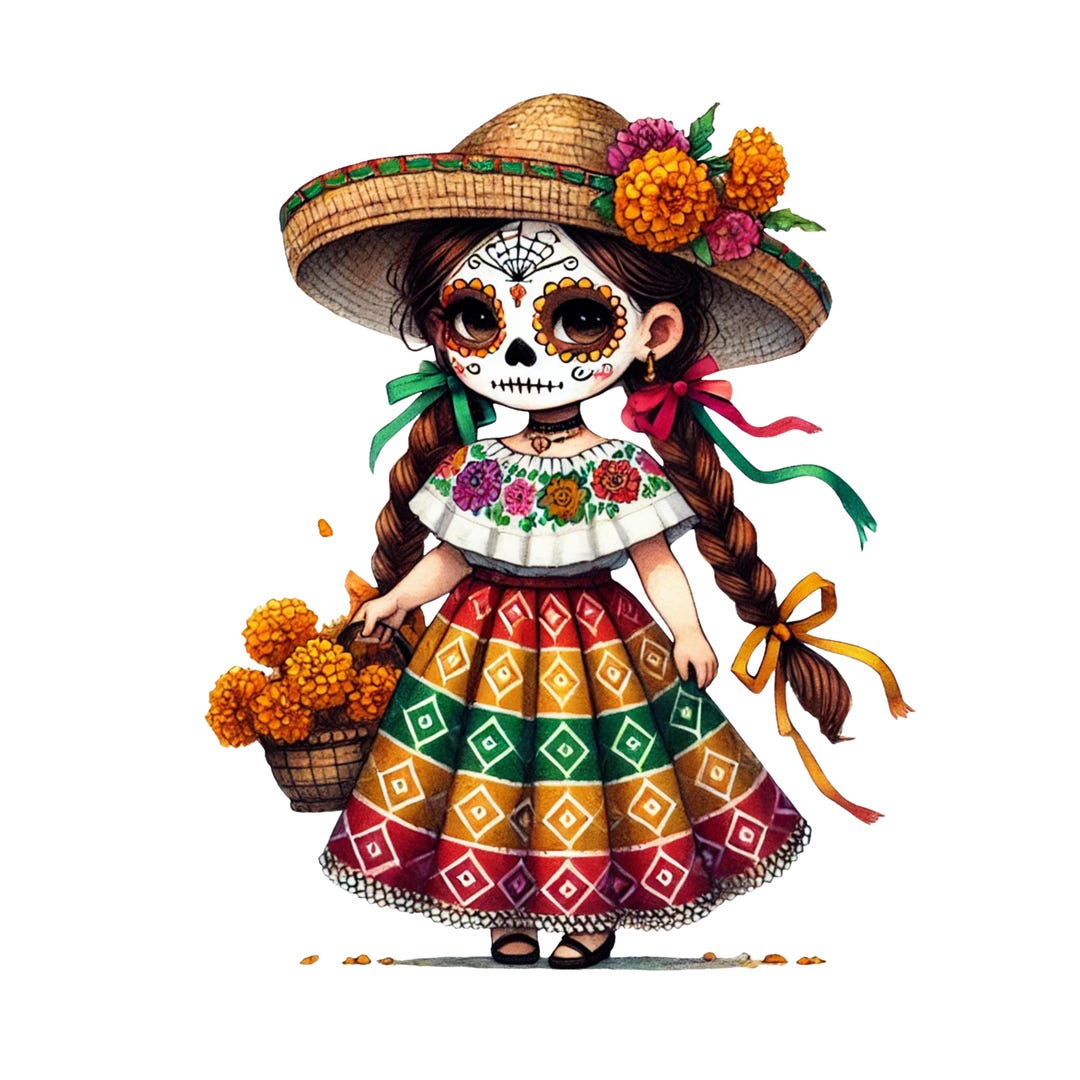 La Catrina Chibi PNG | Day of the Dead Sugar Skull (digital Download ...