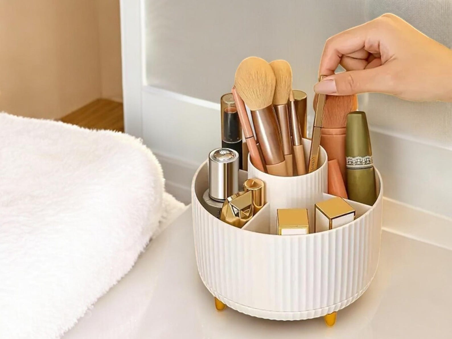 Rotating Makeup Brush Holder Desktop Cosmetic Organizer Lipstick ...
