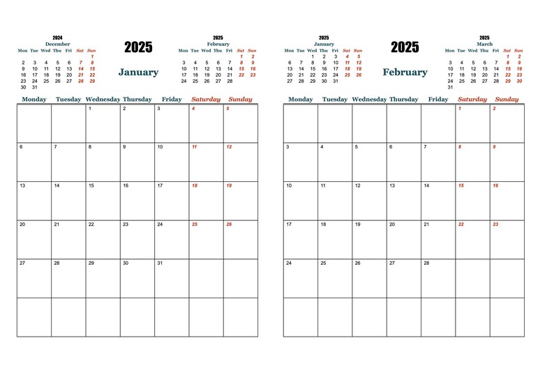 Goalachiever Year Plannervertical&horizontal Month Diary-english Annual ...