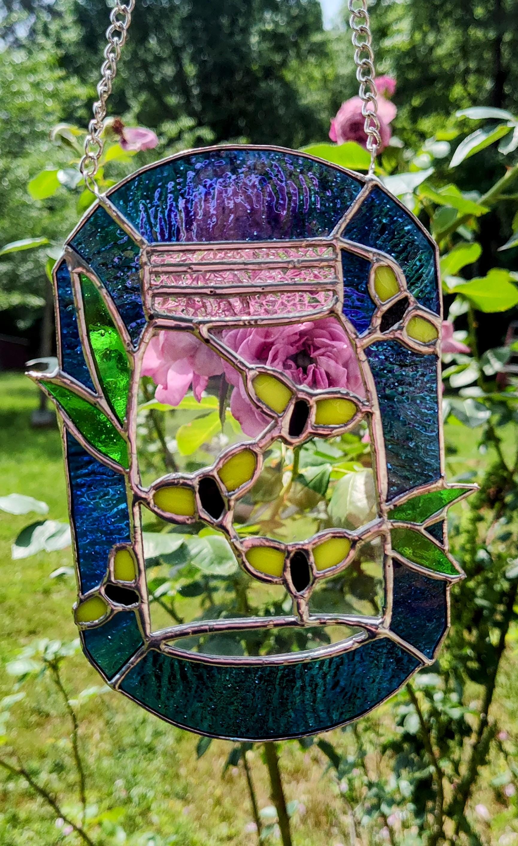 Stained Glass Mason Jar Firefly Window/wall Hanging. Suncatcher Garden ...