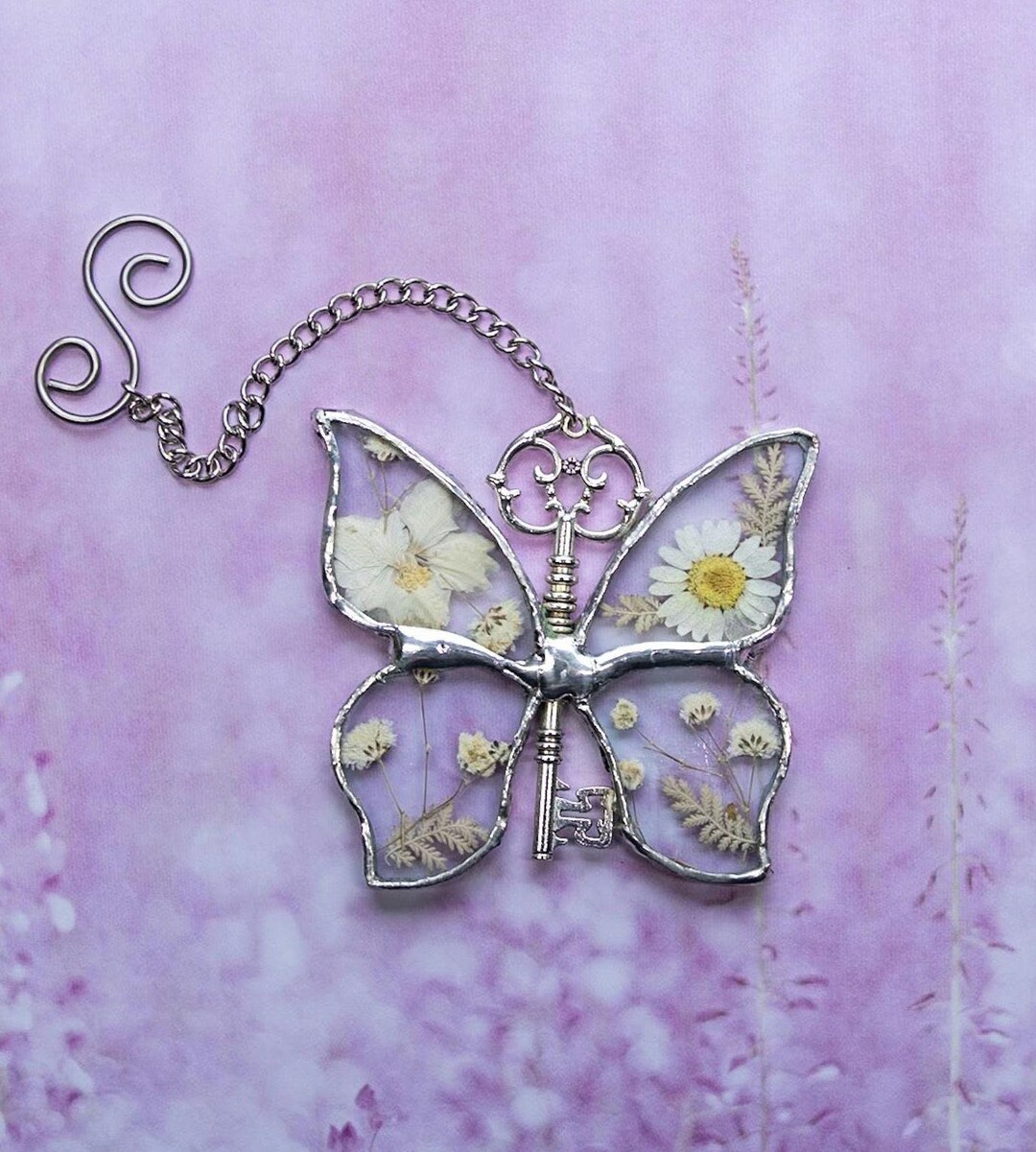 Pressed Flower Butterfly Suncatcher/window Hanging. Lead Free Solder - Etsy