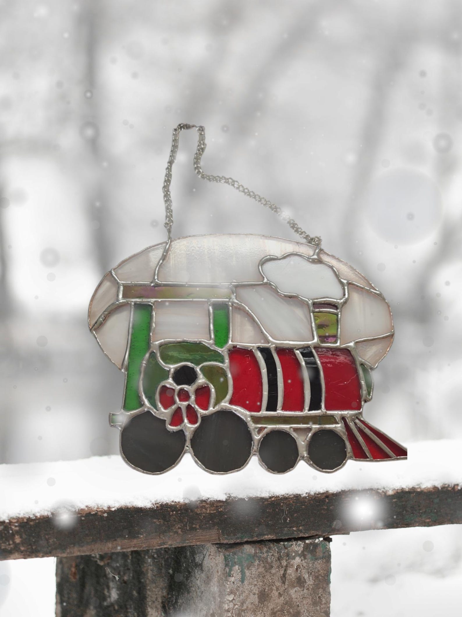Stained Glass Christmas Train Wall Hanging. Suncatcher - Etsy