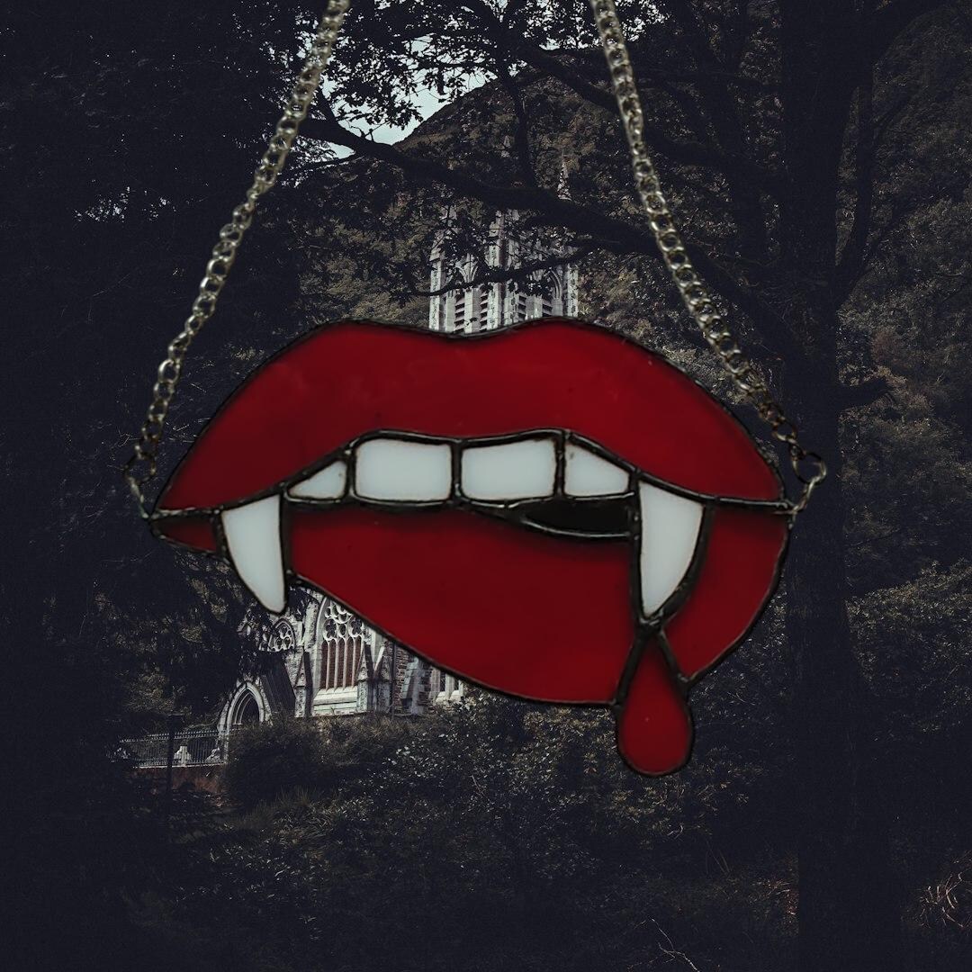 Stained Glass Vampire Lips Suncatcher - Etsy