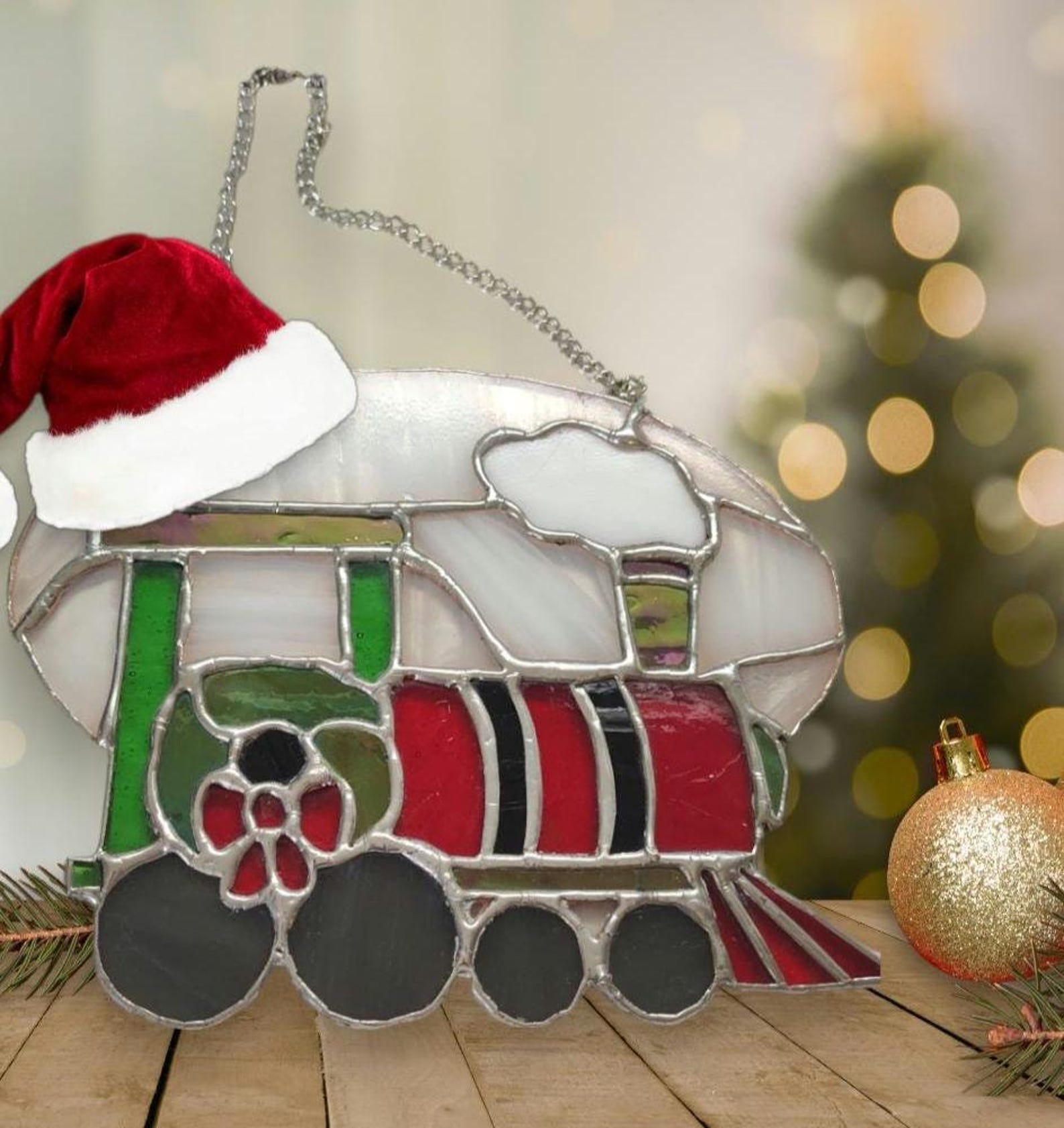 Stained Glass Christmas Train Wall Hanging. Suncatcher - Etsy