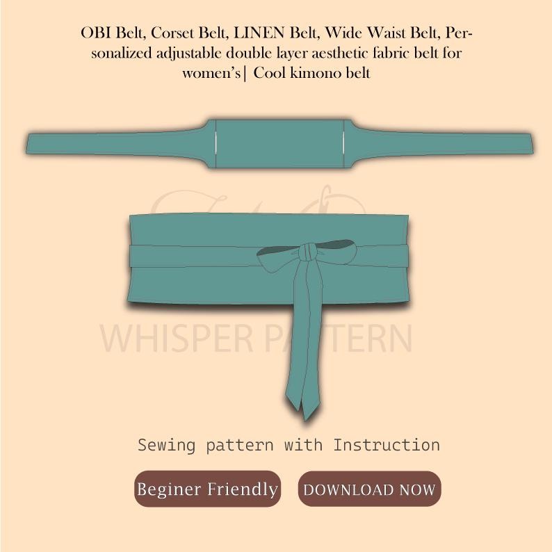 Linen Obi Belt Sewing Pattern: Adjustable Waist Tie (PDF Download) - Etsy