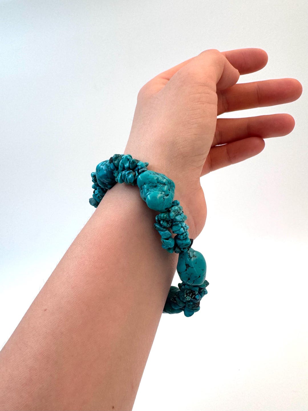 Natural Turquoise Chip Bracelet – Irregular Shaped Stones – Healing ...