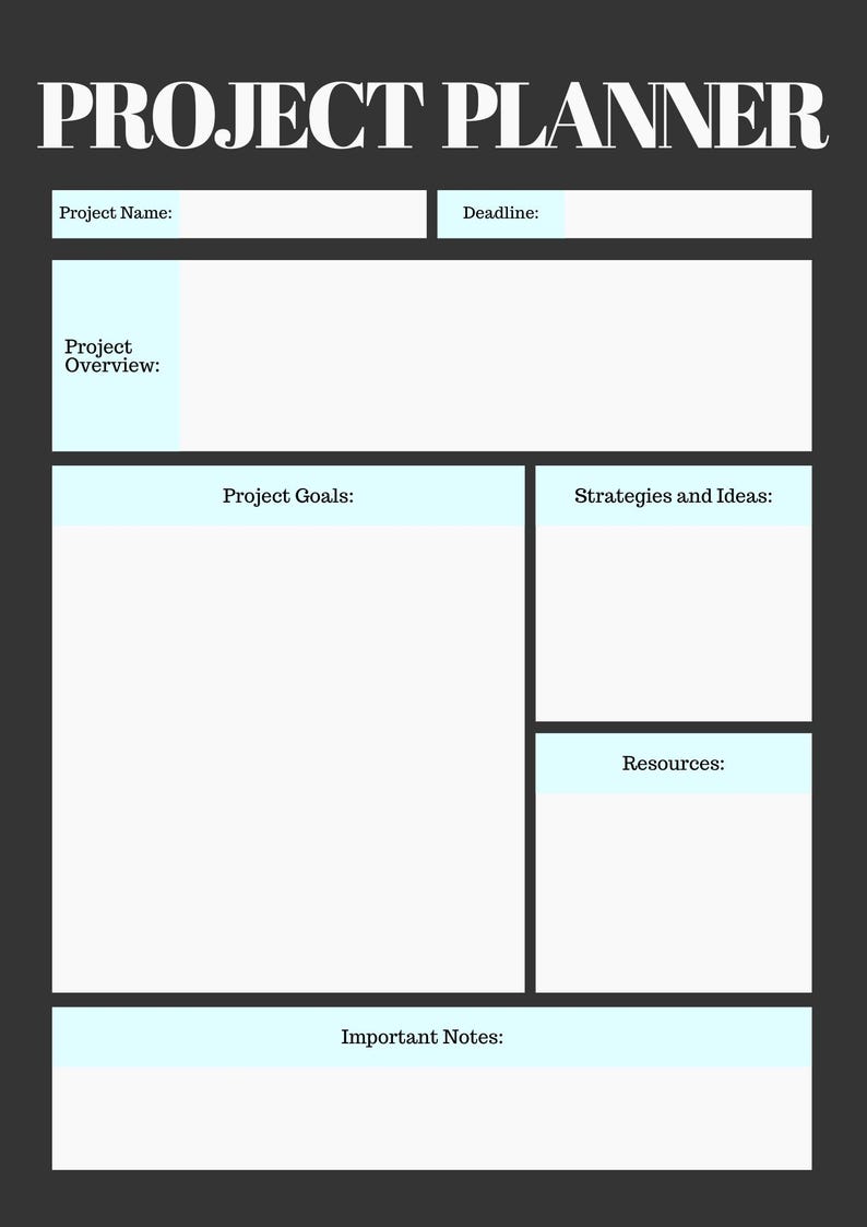Project Planner, Project Overview, Project Strategies, Project Goals ...