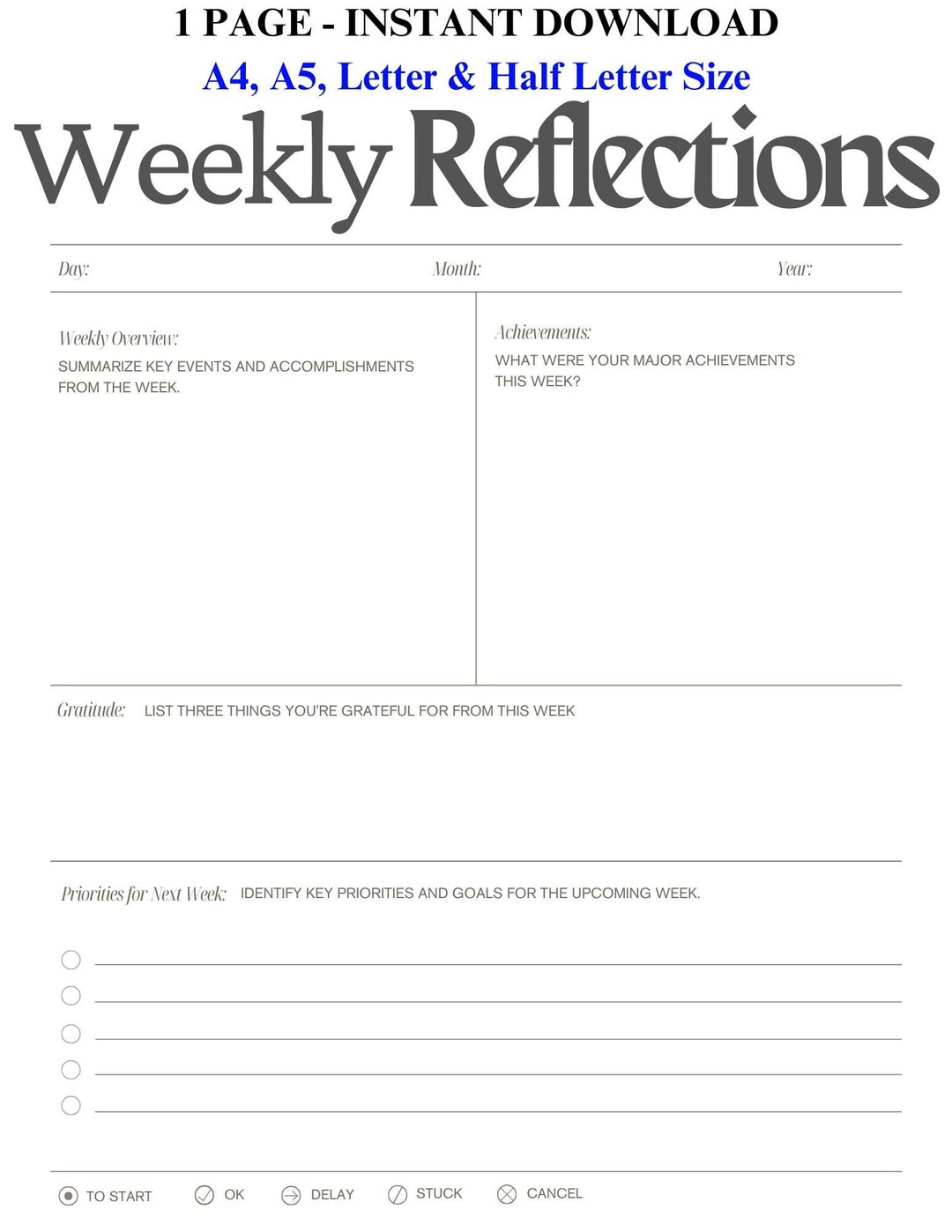 Weekly Reflections, Weekly Review, Weekly Achievements, Weekly ...