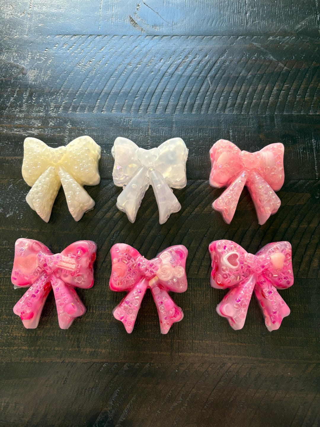 2 FOR 15 Bow Shaped Picky Pads Pink Crystal Pearls Coquette 3 In - Etsy
