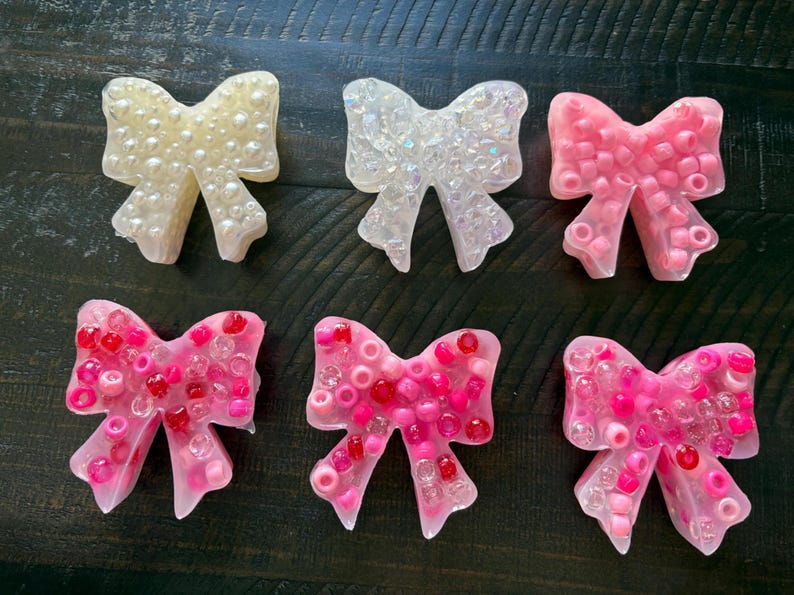 2 FOR 15 Bow Shaped Picky Pads Pink Crystal Pearls Coquette 3 In - Etsy