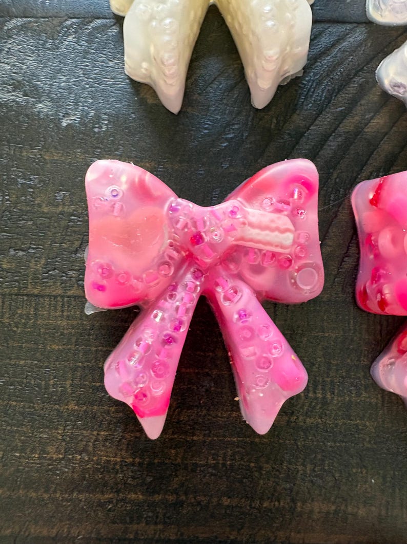 2 FOR 15 Bow Shaped Picky Pads Pink Crystal Pearls Coquette 3 In - Etsy