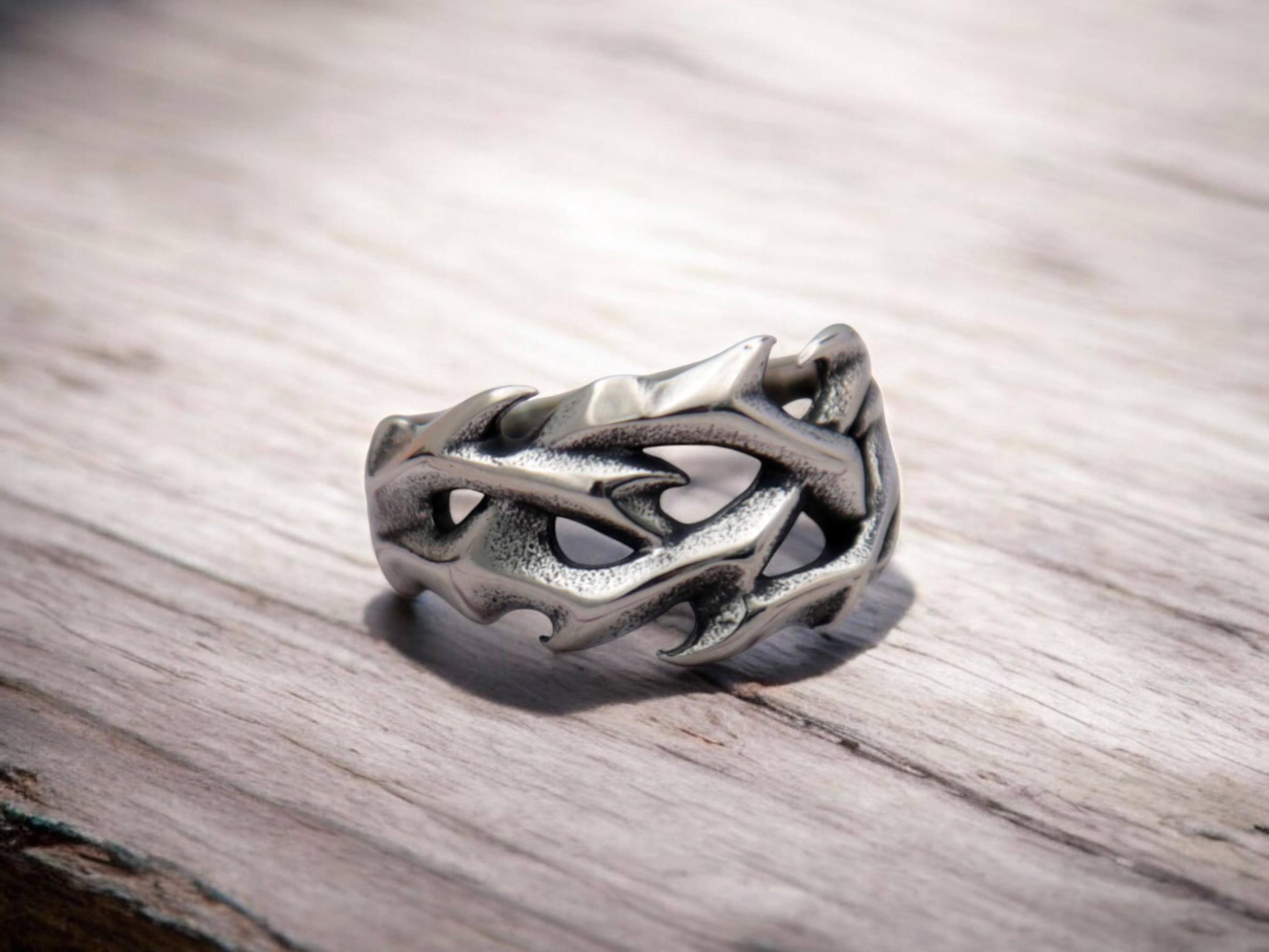Vintage Gothic Ring Unisex Y2K Accessories Hollow Crown of Thorns ...