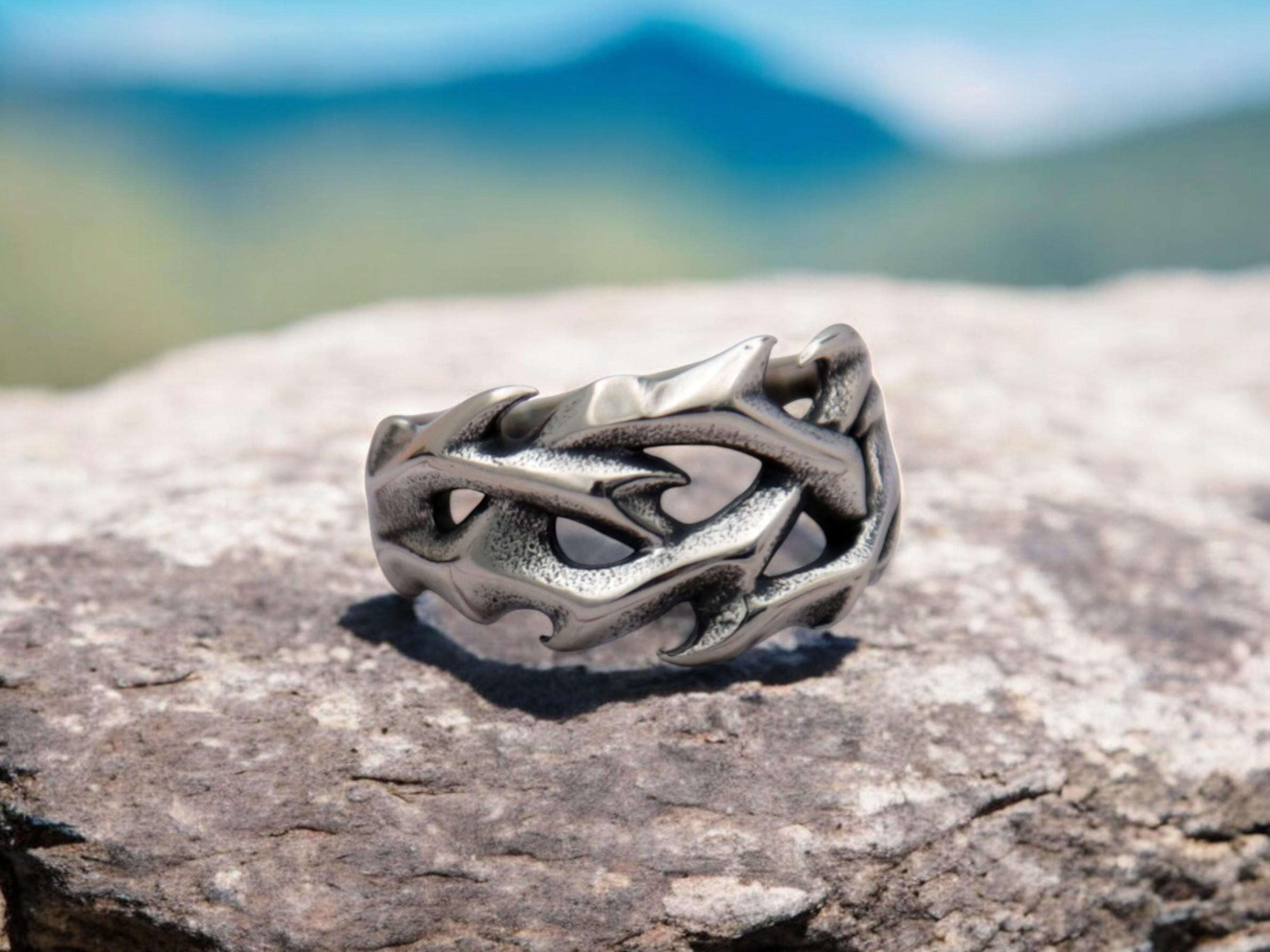 Vintage Gothic Ring Unisex Y2K Accessories Hollow Crown of Thorns ...