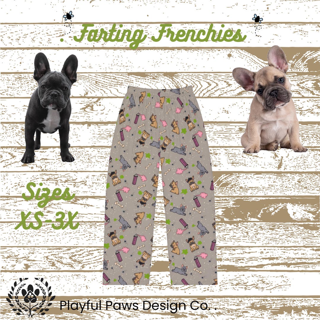 Frenchie Women's Pajama Pants - Adorable Farting French Bulldogs Design ...