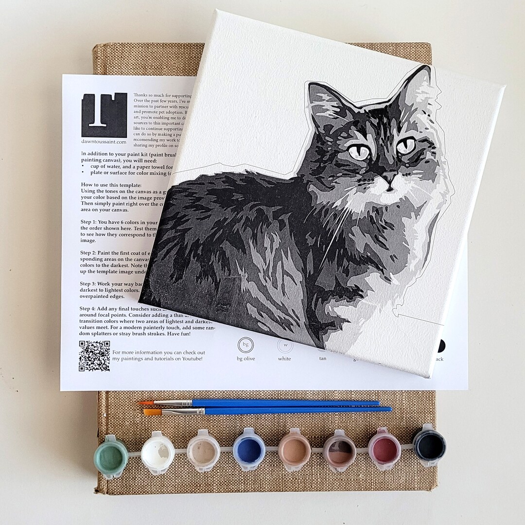 American Bobtail Cat DIY Paint Kit for Charity, Paint by Numbers, How ...