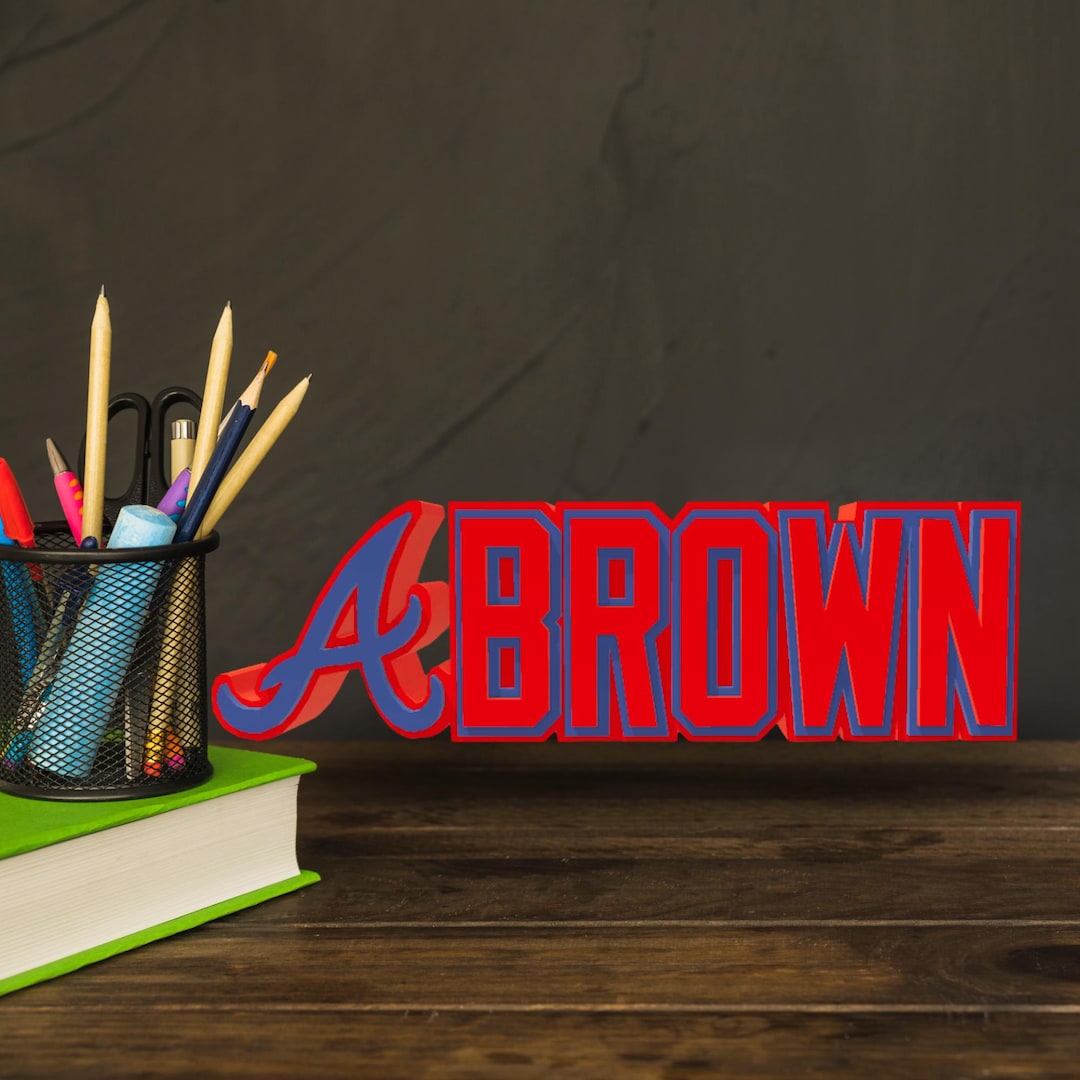 Personalized Atlanta Braves Desk Name Plate, Teacher Name Stand, Desk ...