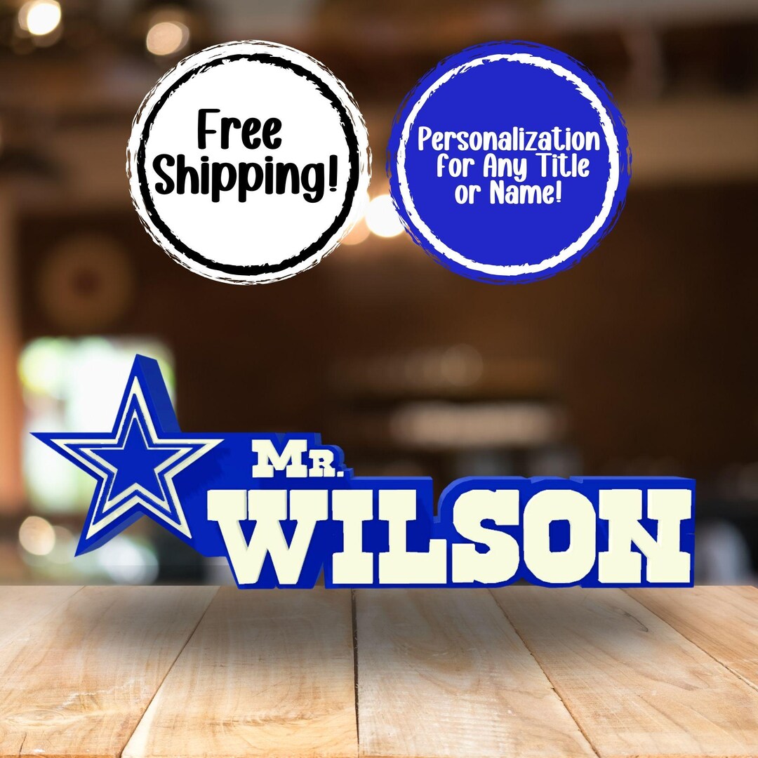 Personalized Dallas Cowboys Desk Name Plate, Teacher Desk Decor, Custom ...