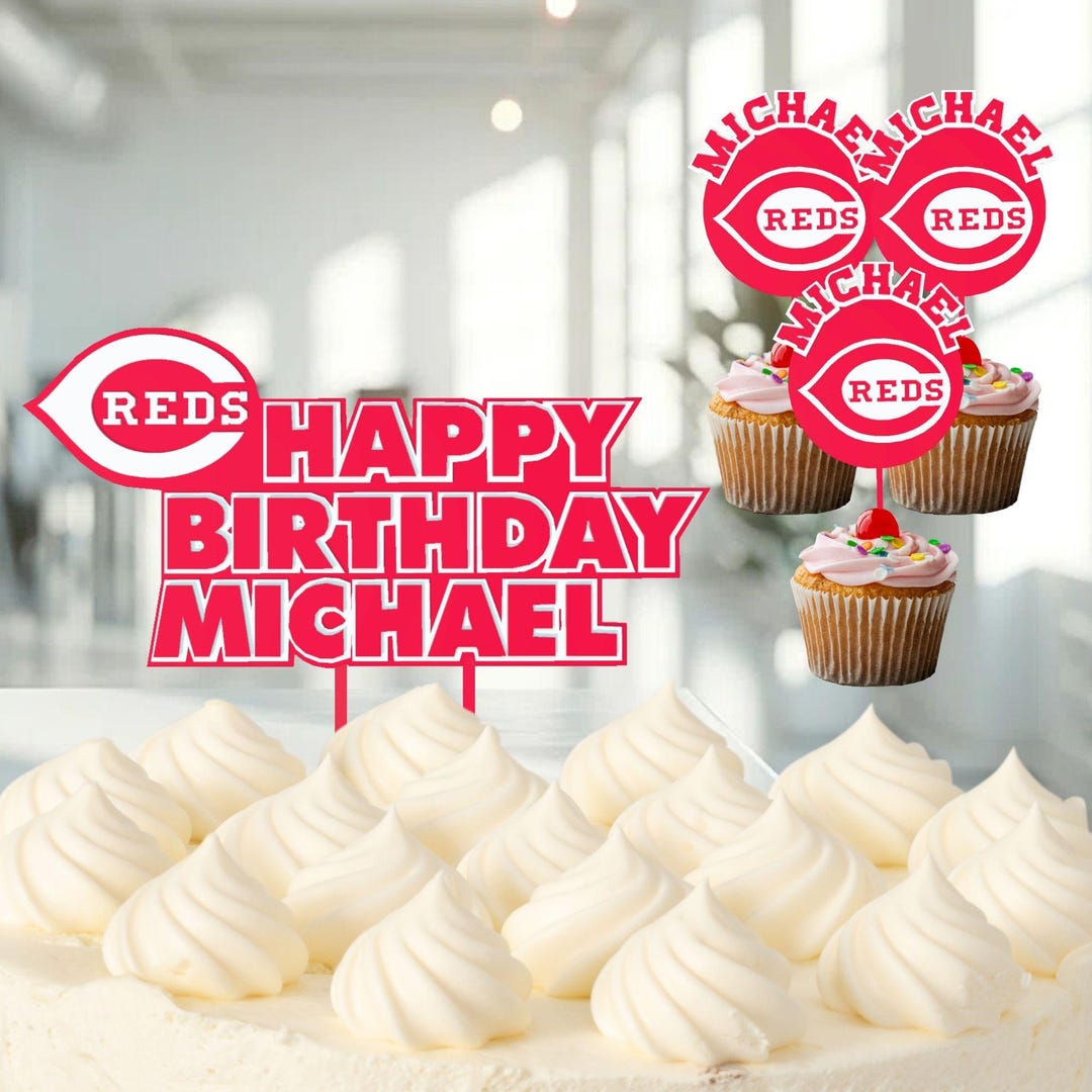 Personalized Cincinnati Reds Birthday Cake Topper, Reds Cake Topper ...