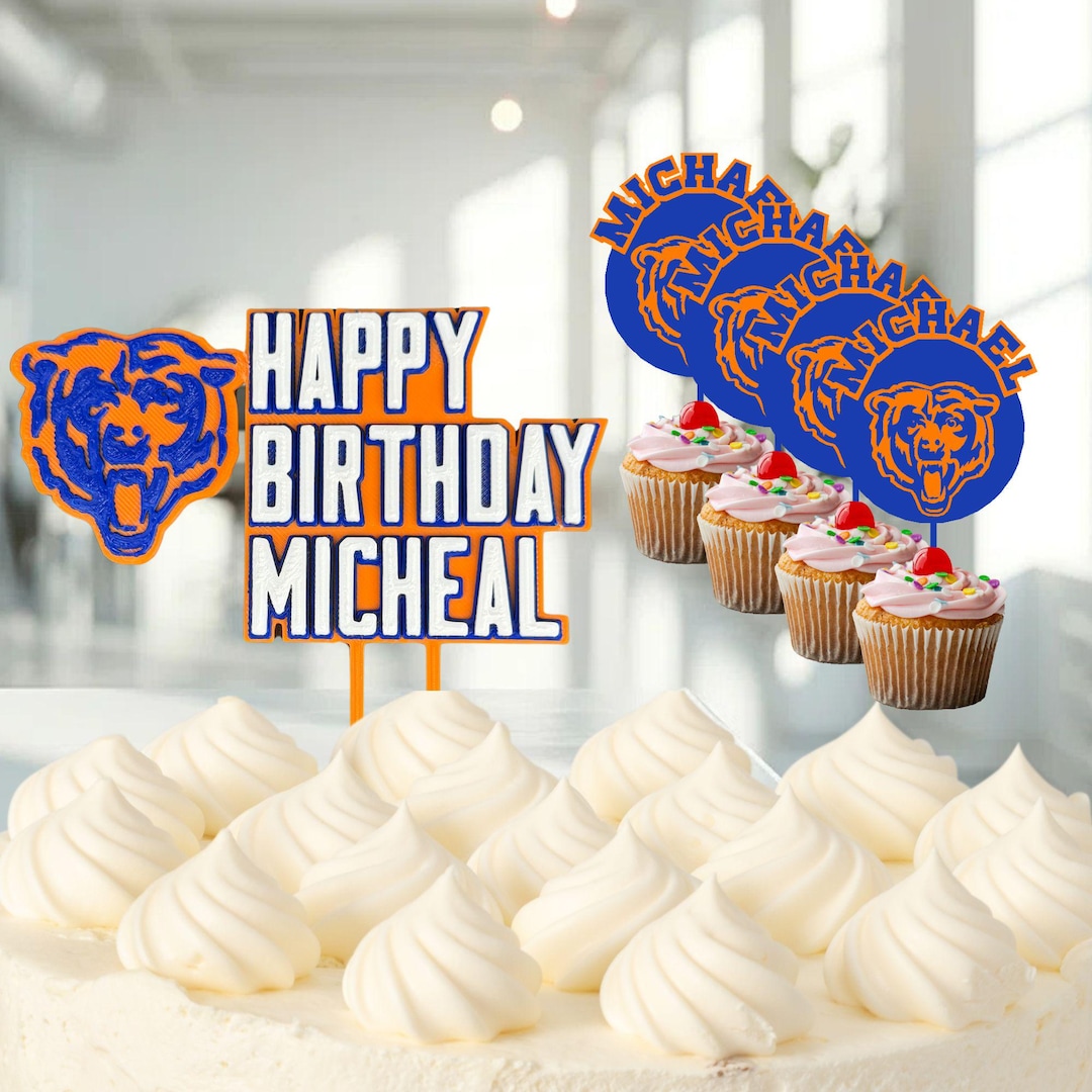 Personalized Chicago Bears Birthday Cake Topper, Bears Cake Topper ...