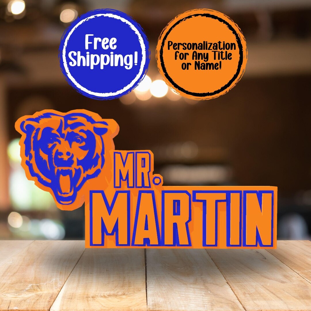 Personalized Chicago Bears Desk Name Plate, Personalized Teacher Name ...