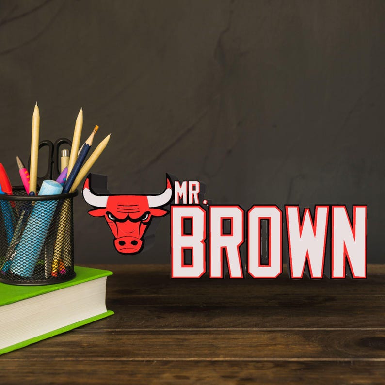 Personalized Bulls Desk Name Plate, Desk Signs, New Job Office Decor ...