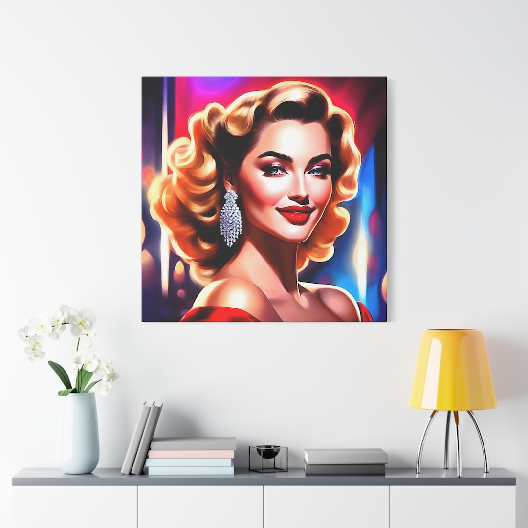 Madonna Glam Pop Art Portrait, Classic Blonde Diva Canvas Art, Vibrant ...