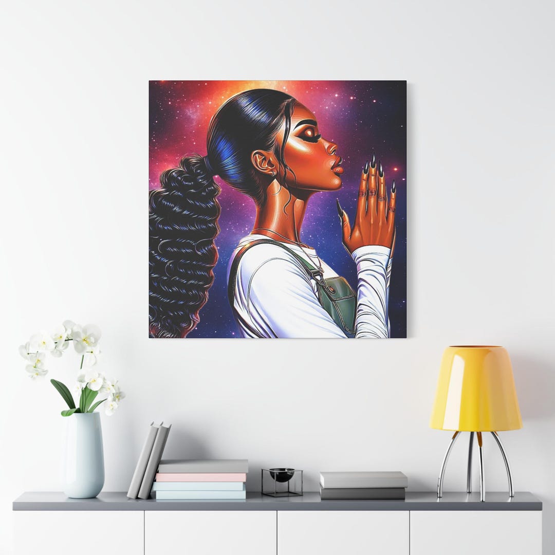 Black Women of Faith Wall Art, Afro Queen Praying Canvas Art, Melanin ...