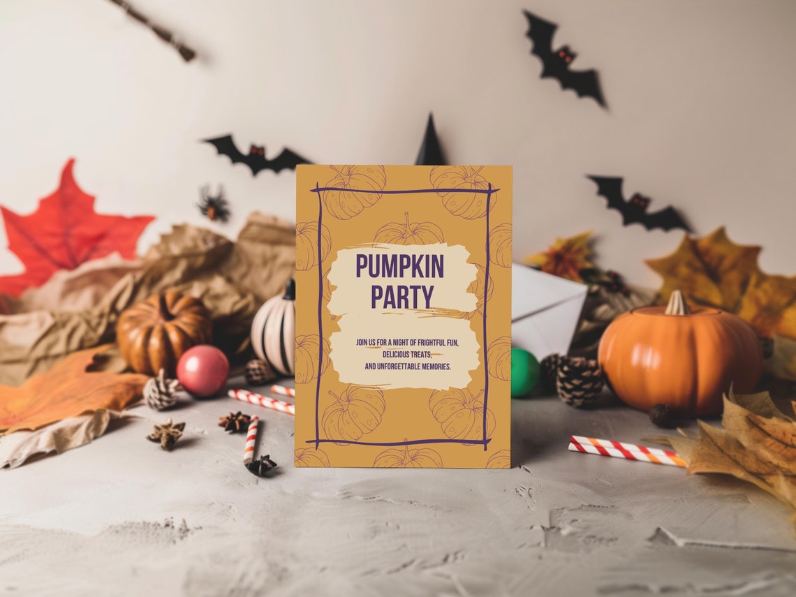 Printable Pumpkin Party Invitation Template: Editable Halloween Invite ...