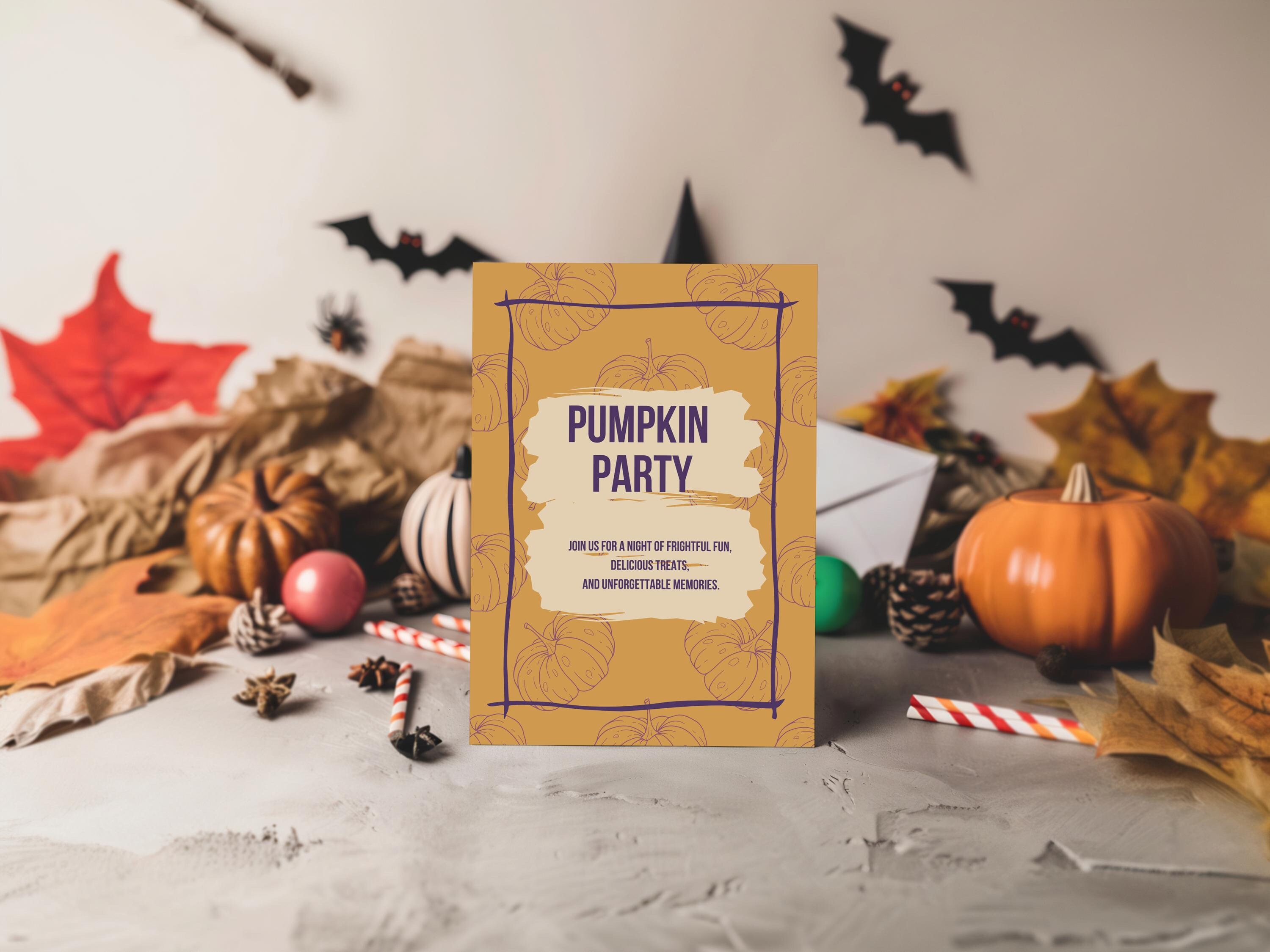 Printable Pumpkin Party Invitation Template | Pumpkin Party Halloween ...