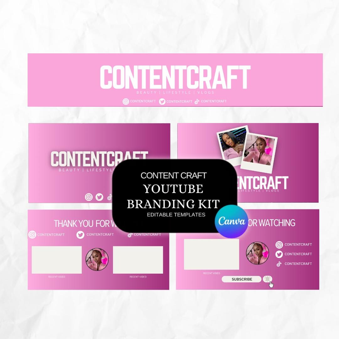 Youtube Branding Kit Youtube Banner, Intro and Outro Designs Editable ...