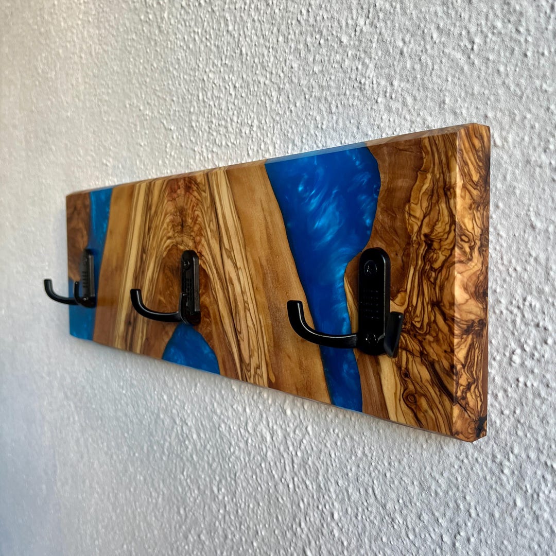 Coat Rack Wall Mounted, Epoxy and Olive Wood Coat Rack, Resin Hat Hooks ...