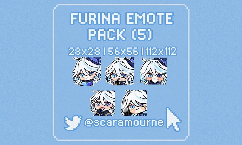 Furina 5-pack Emotes | Genshin Impact Streamer Emotes for Discord ...