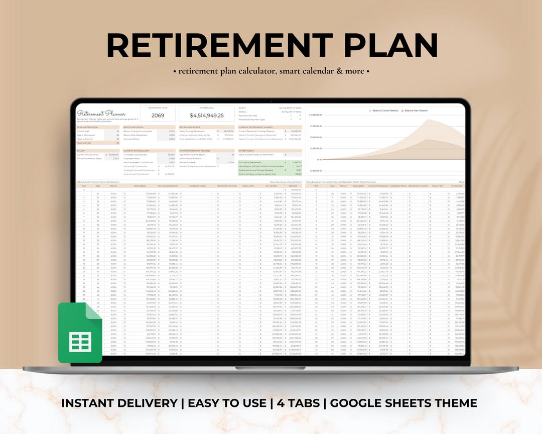 Retirement Planner Spreadsheet: Financial Planning Template (google ...