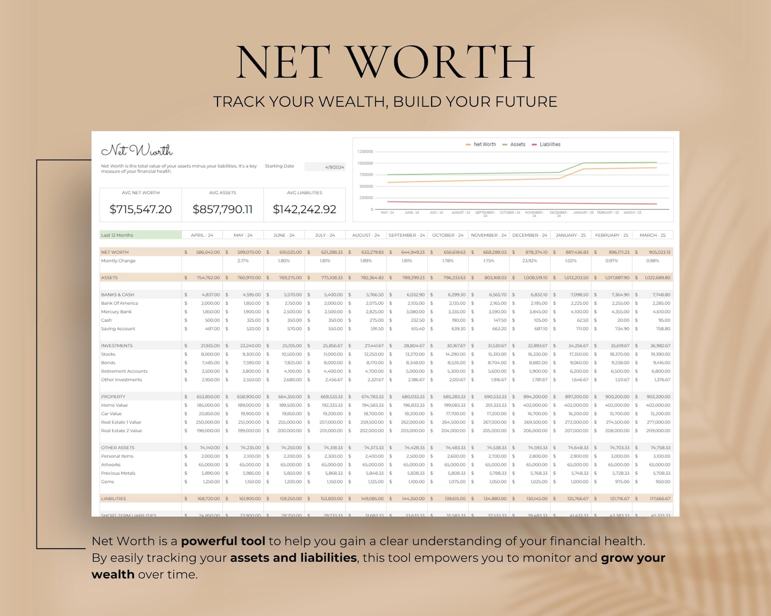 Net Worth Tracker Google Sheets | Financial Overview Template | Asset ...