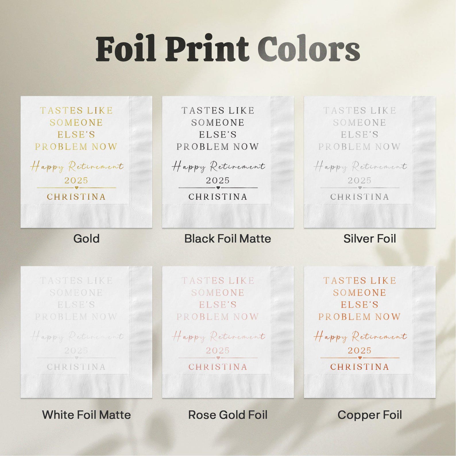Custom Retirement Napkins, Retirement Party Cocktail Napkins ...