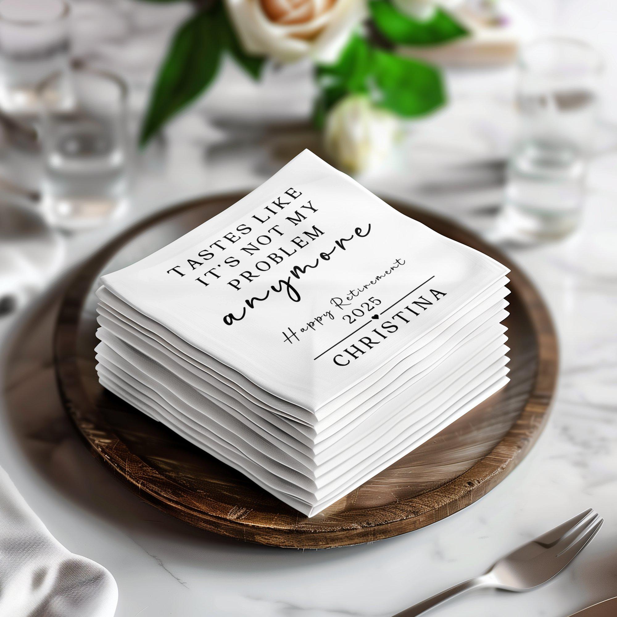 Custom Retirement Napkins, Retirement Party Cocktail Napkins, Not My ...