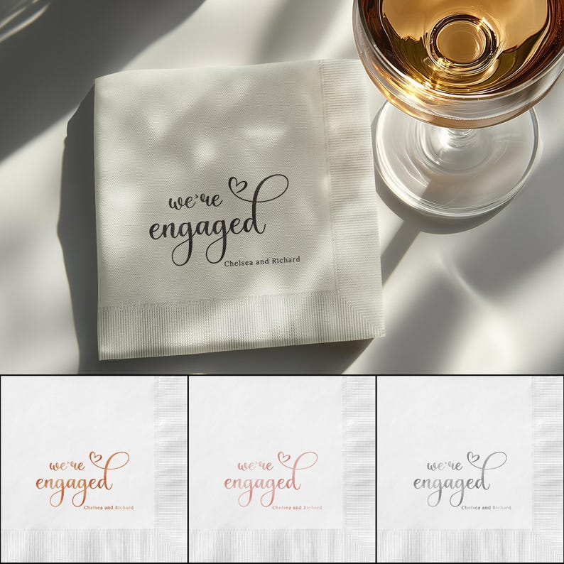 Personalized Engagement Party Napkins: Foil Stamped, Custom Names ...