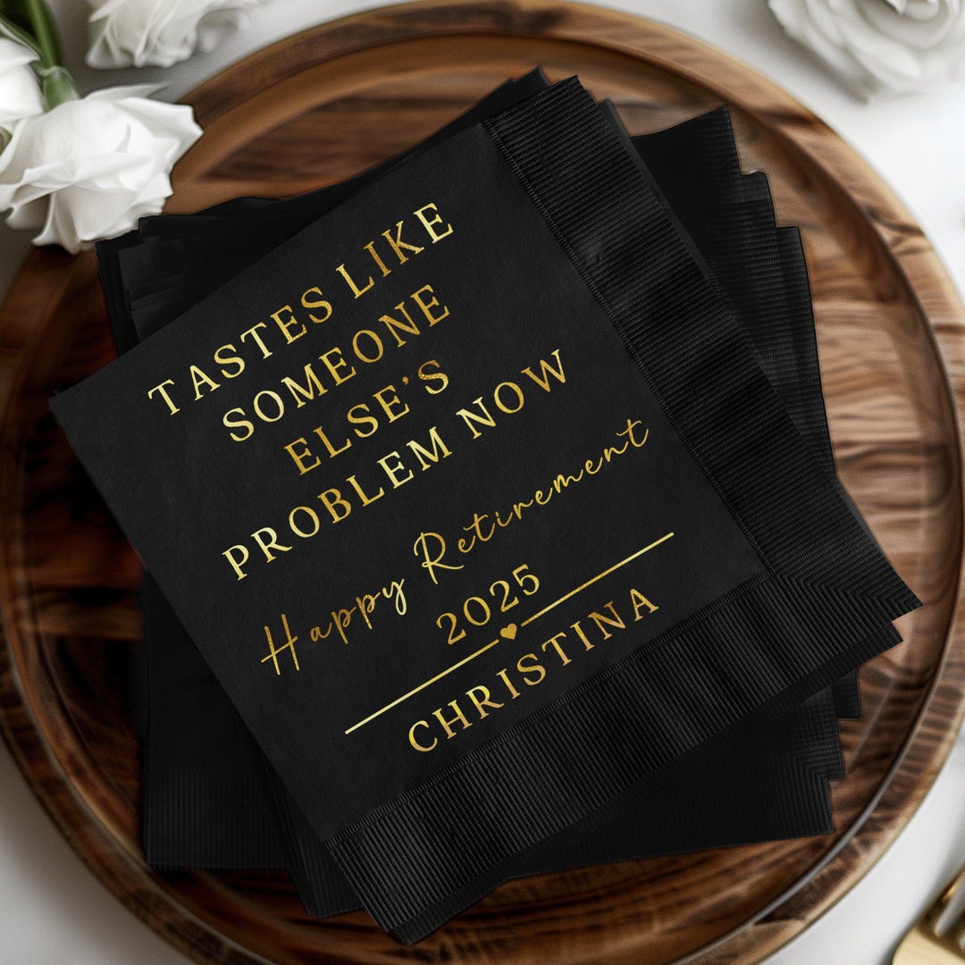 Custom Retirement Napkins, Retirement Party Cocktail Napkins ...
