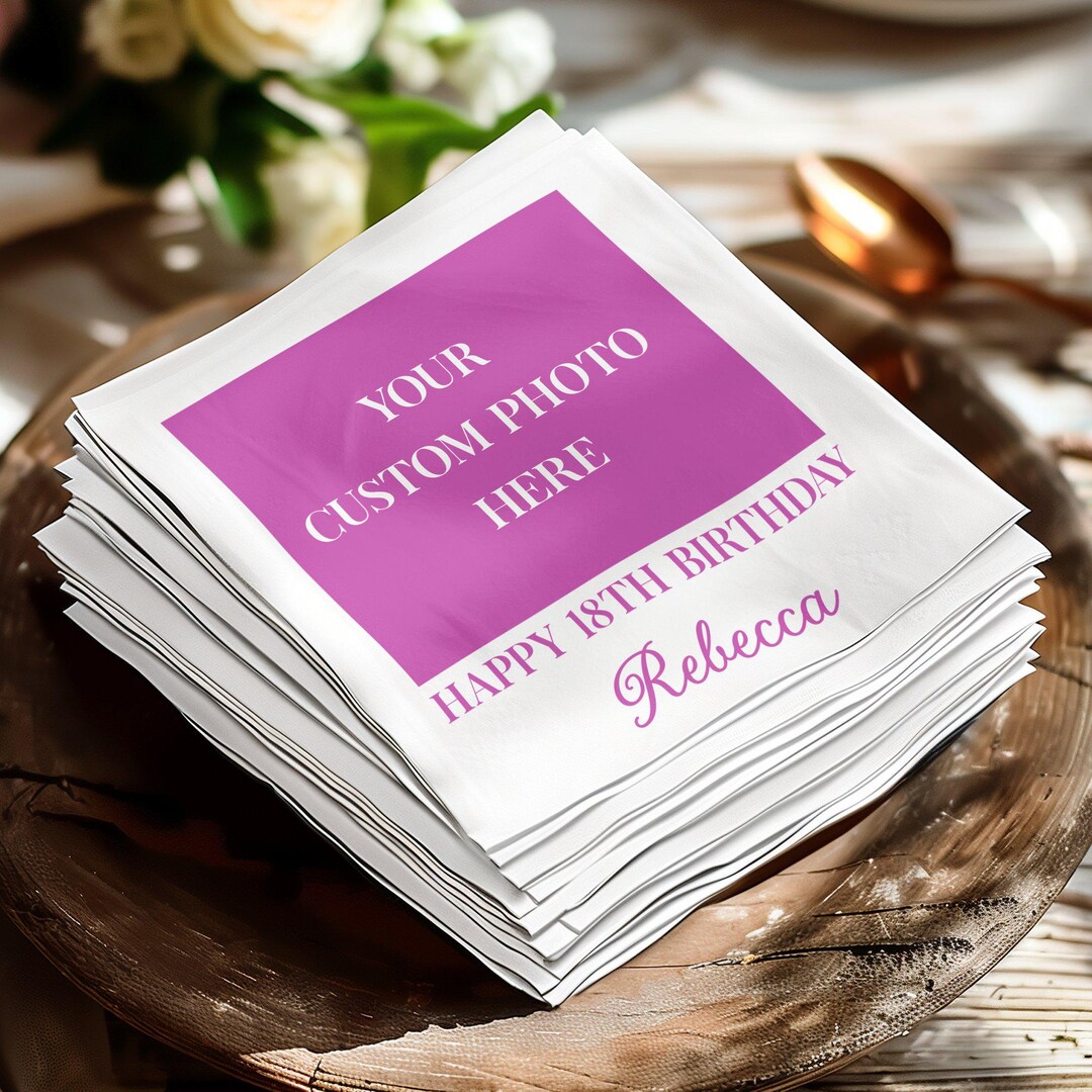 Custom Birthday Photo Napkins | Personalized Photo Napkins | Pet Photo ...