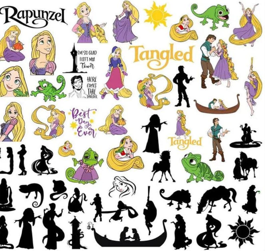 200 Files Rapunzel Mega Designs Bundle PNG Tangled Movie Disneyland ...