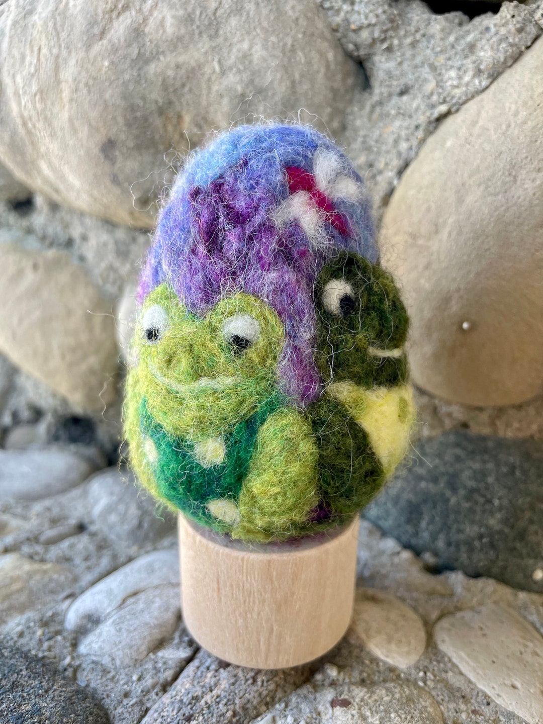 Needle Felted Wool Easter Egg, Frogs in a Pond - Etsy