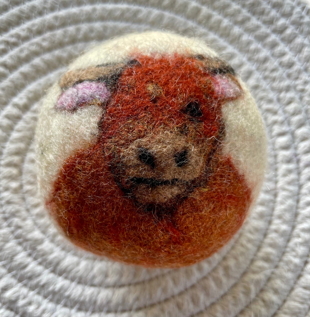 Highland Cow Felted Wool Dryer Ball, Farm Decoration, Eco Dryer Ball ...