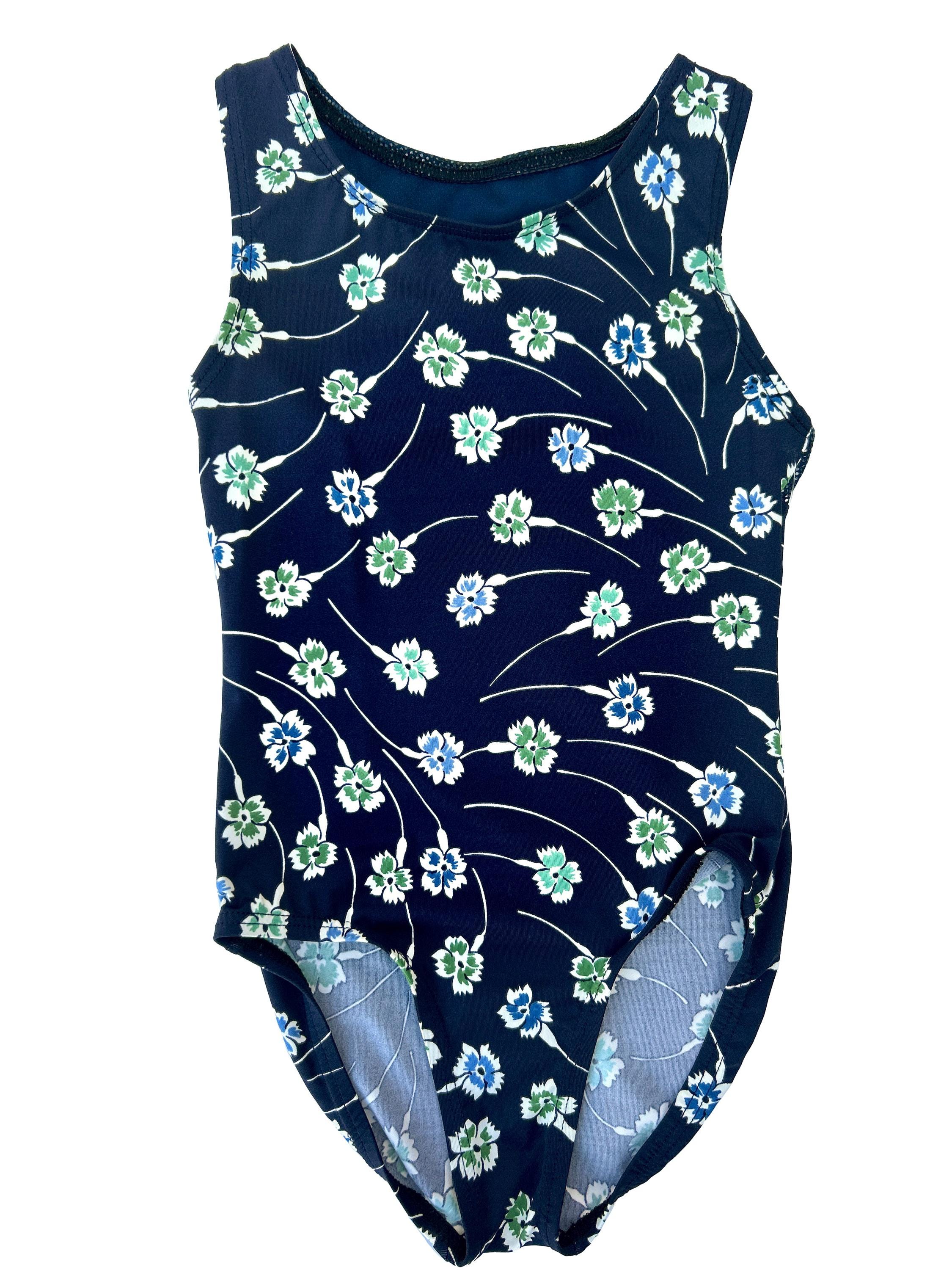 Navy Carnation Floral Gymnastics Leotard With Hologram Racerback - Etsy