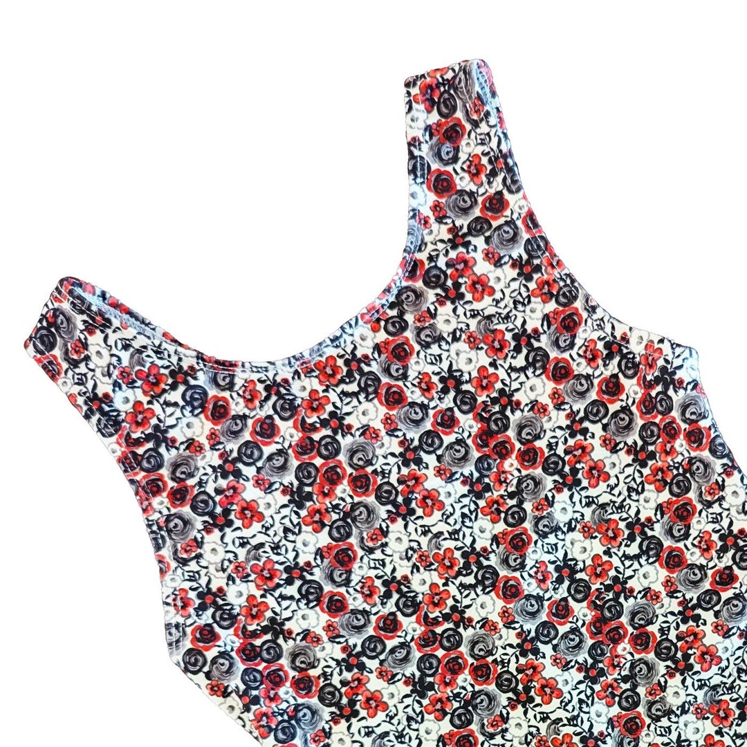 Ruby Red Floral Tank Unitard - Etsy
