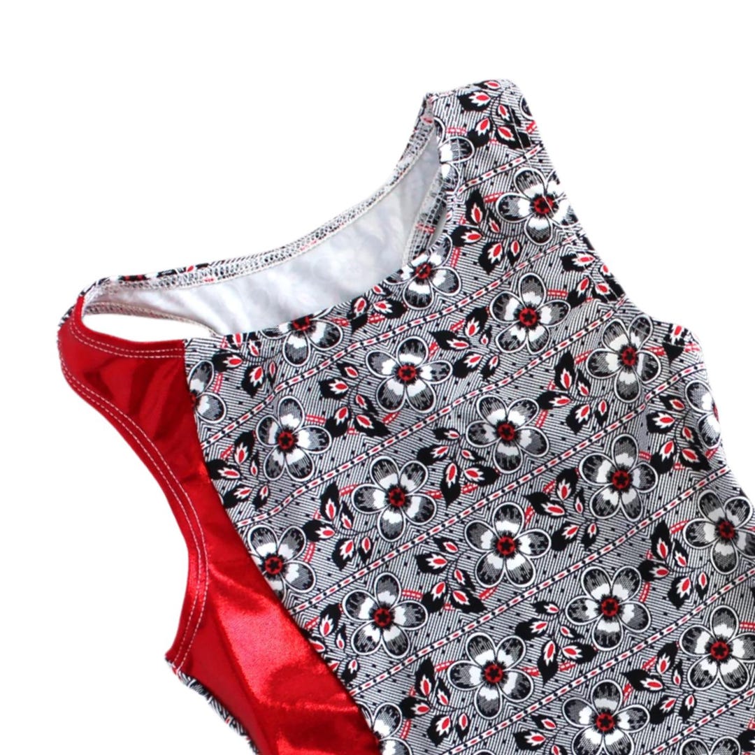 Red Daisy Stripe Gymnastics Leotard With Shiny Red Racerback - Etsy